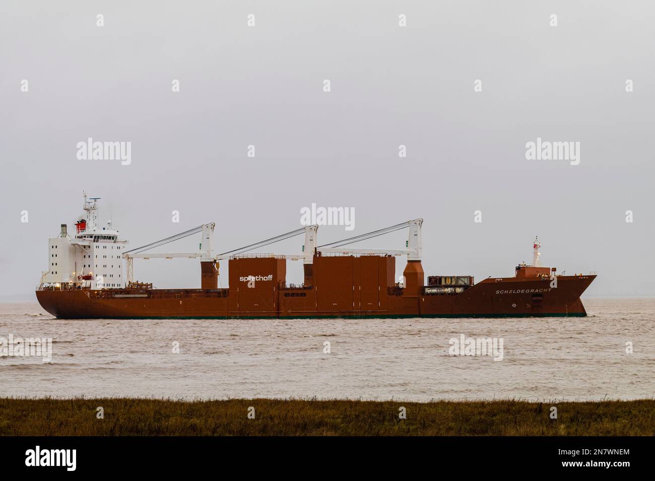 Container vessel heading for port Stock Photo - Alamy