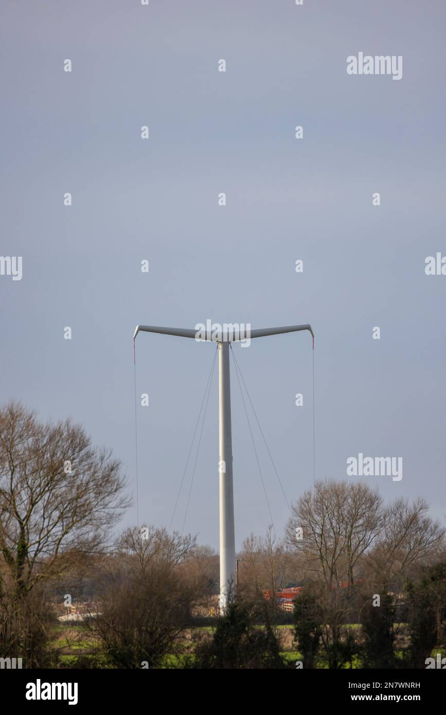 The building of a T pylon Stock Photo - Alamy