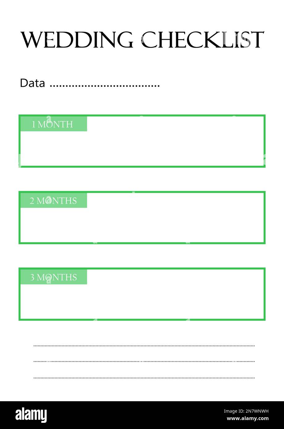 Wedding checklist. Empty planner for party organization, illustration ...