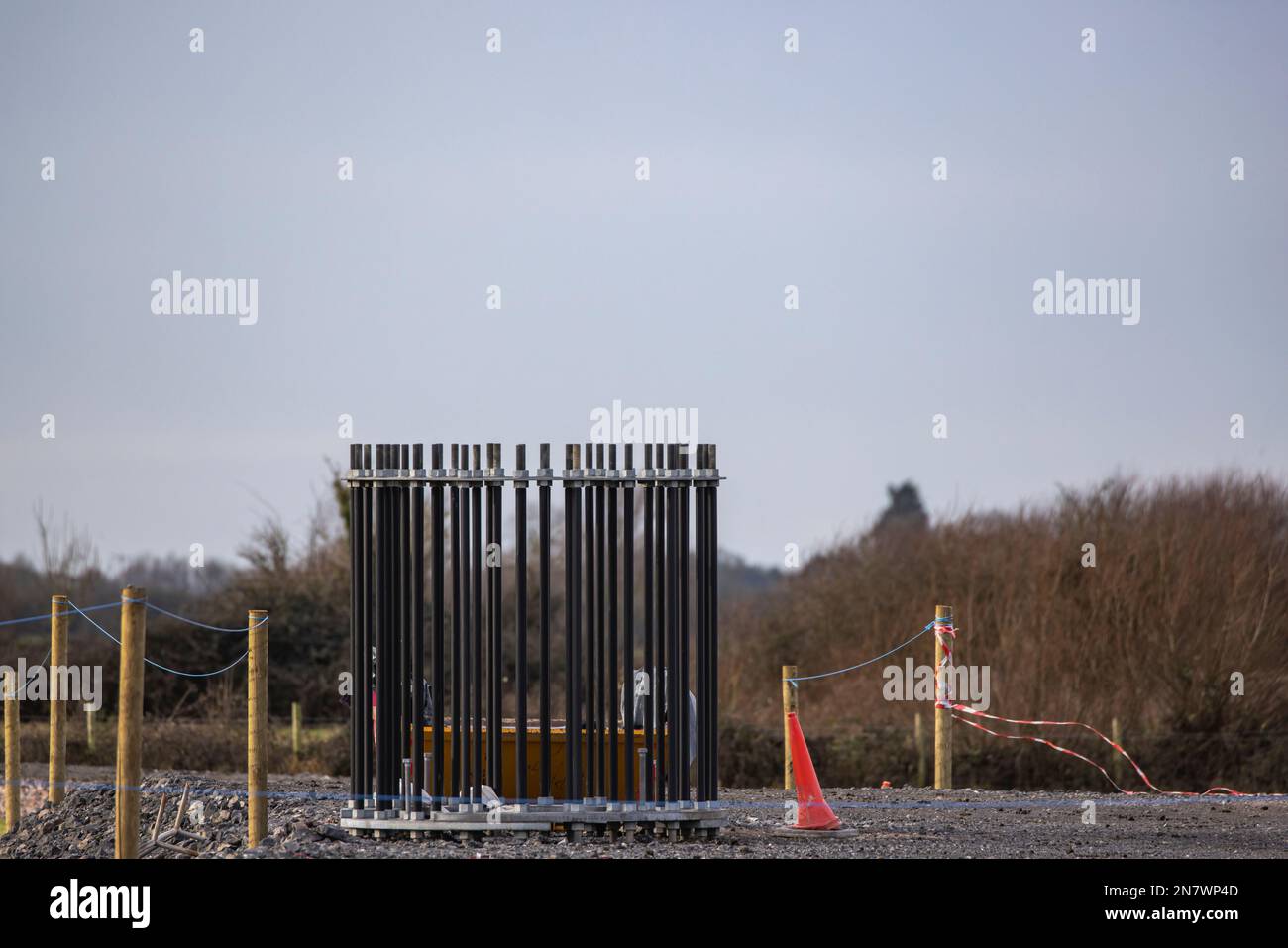 The foundation ring for building of a T pylon Stock Photo - Alamy