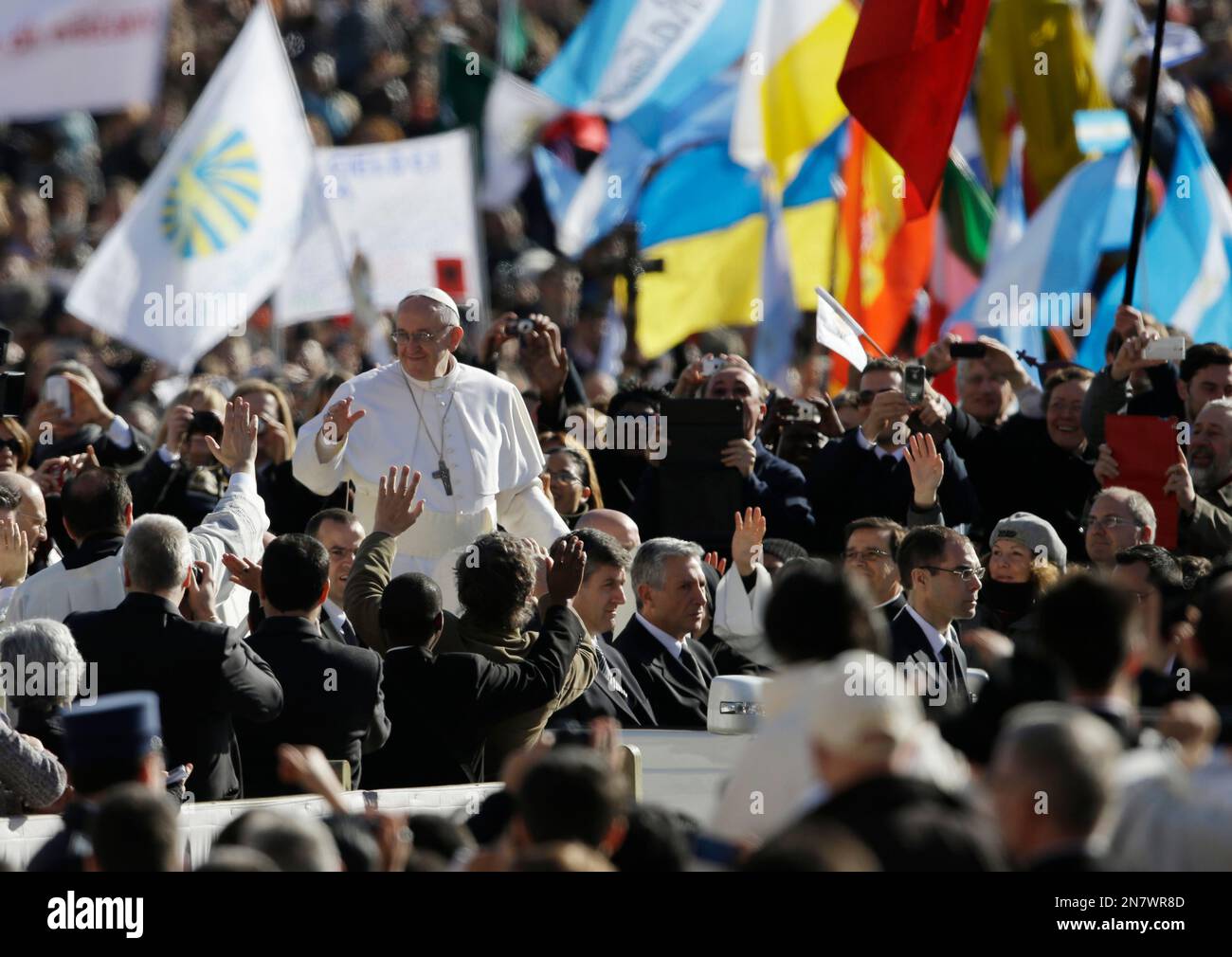 Pope Francis arrives in St. Peter's Square for his inauguration Mass at ...