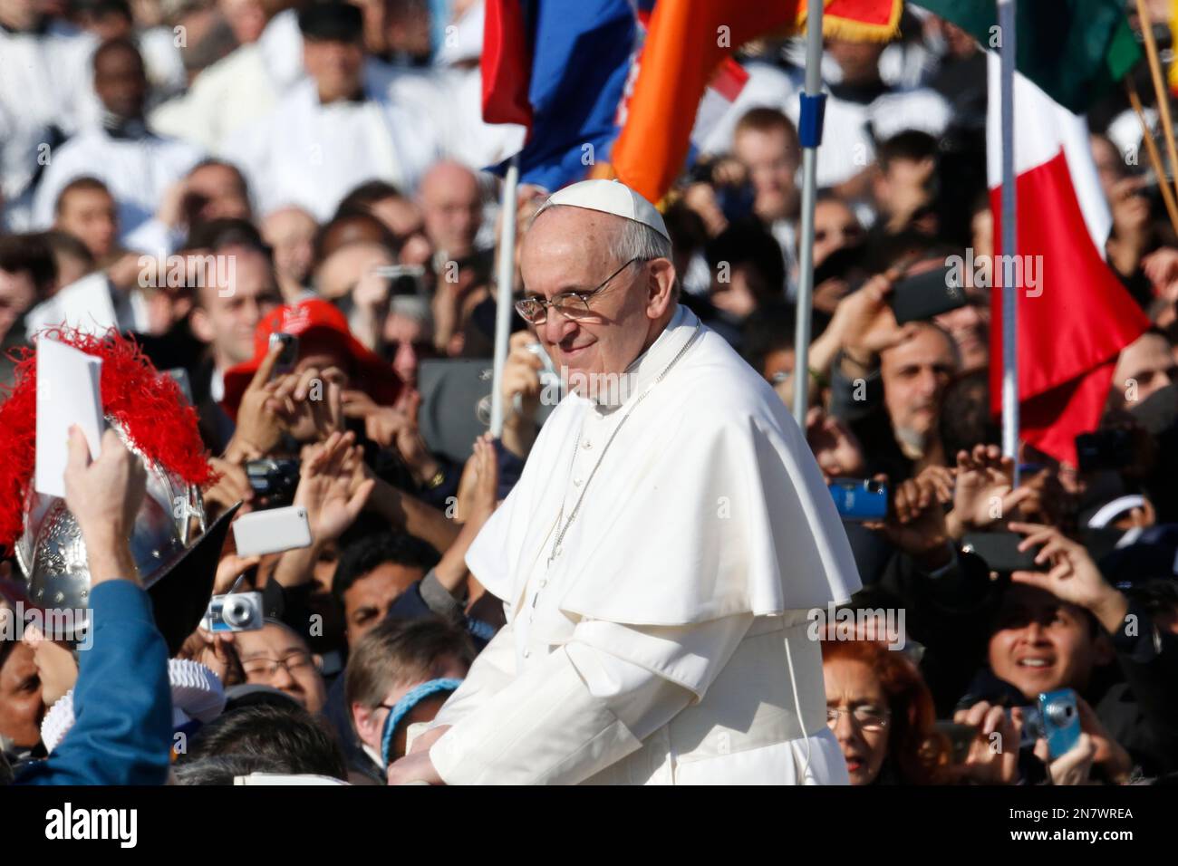 Pope Francis arrives in St. Peter's Square for his inauguration Mass at ...