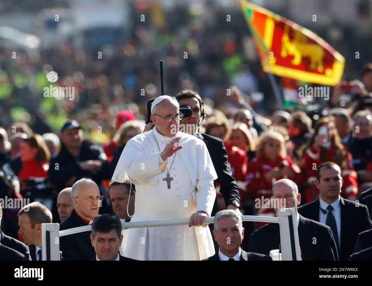 Pope Francis arrives in St. Peter's Square for his inauguration Mass at ...