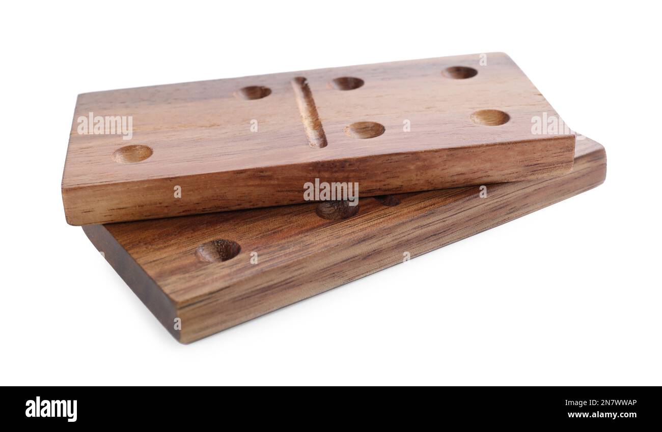 Wooden domino tiles with pips isolated on white Stock Photo - Alamy