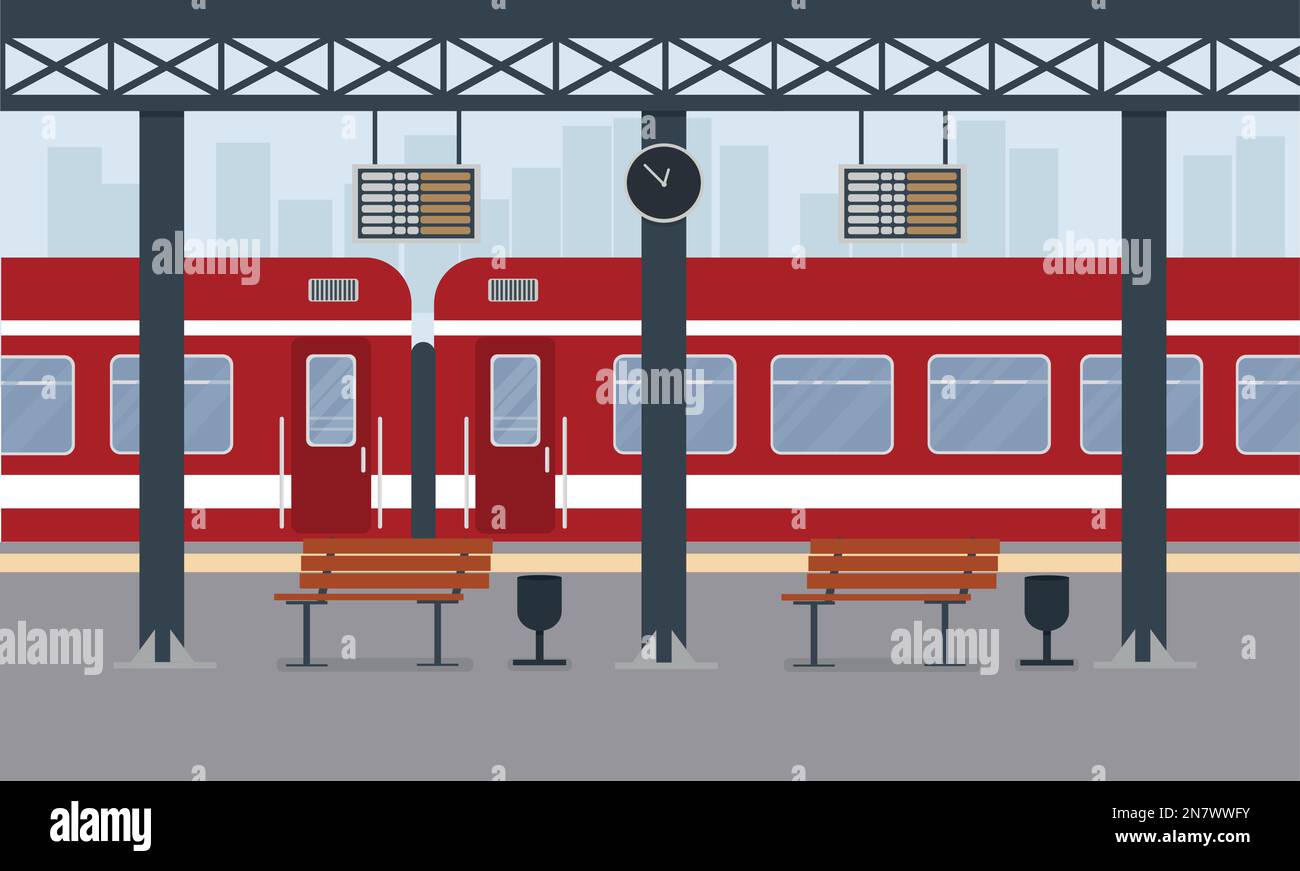 a red passenger train at train station train station in city Stock ...