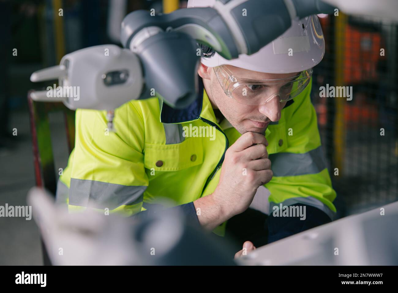 Automation Engineer Service Programming Robotic Arm. New Era Modern ...