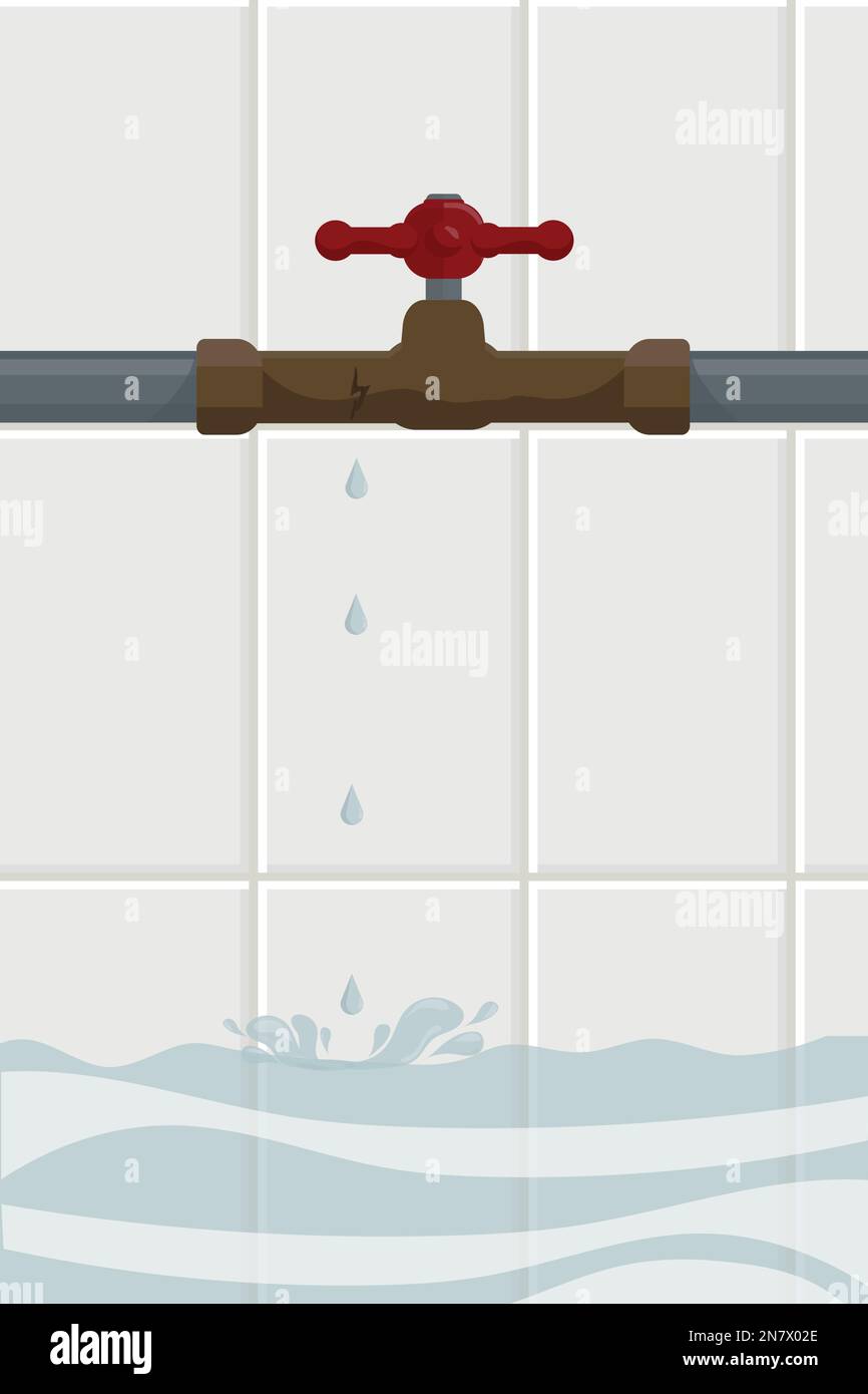 red valve on a water pipe from which drops drip from a crack Stock Vector Image & Art - Alamy