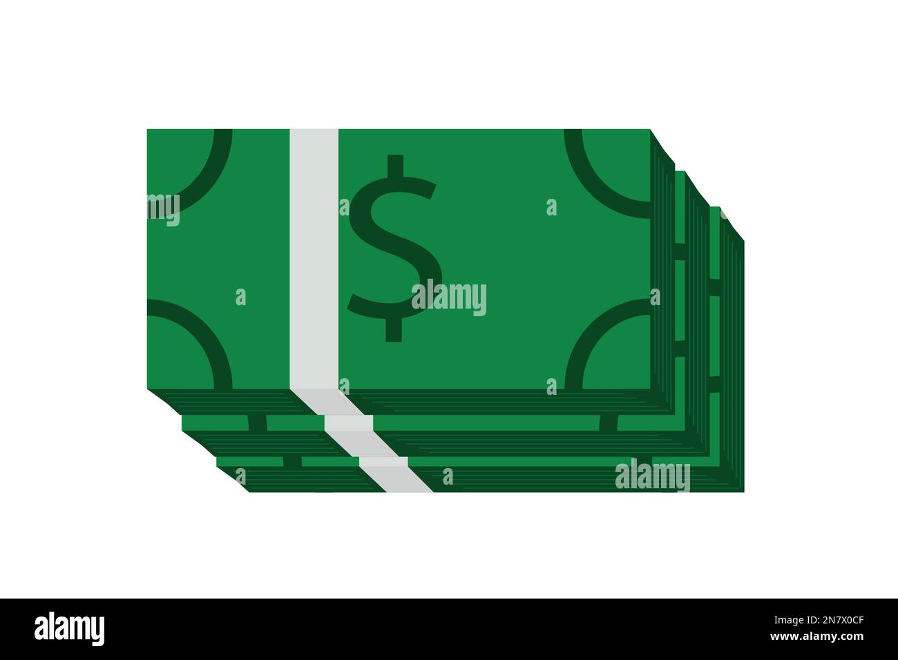 a dollar bills in bundles of green money on a white background Stock ...