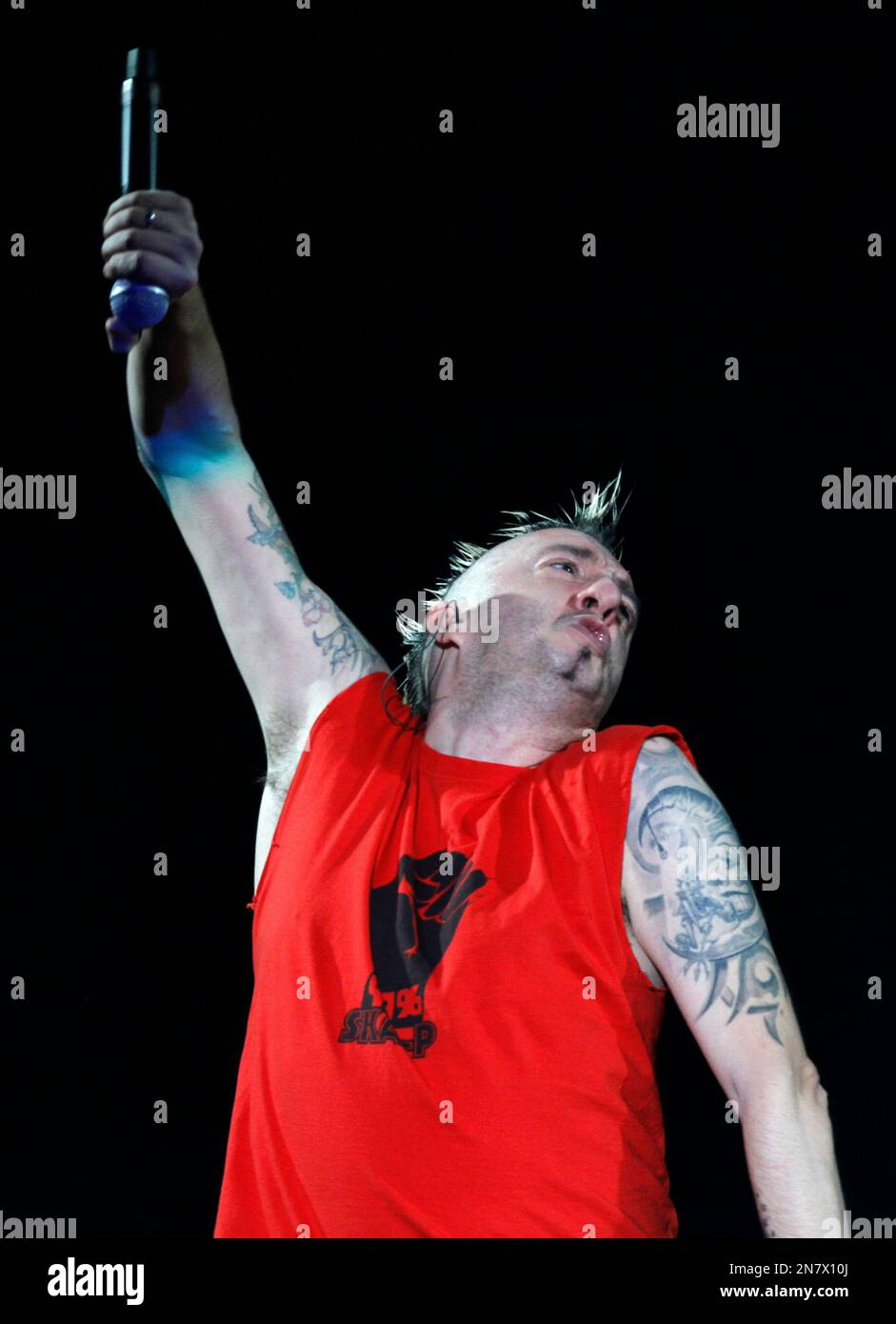 Spain's singer Pulpul, lead vocalist for the band Ska-p, performs at ...