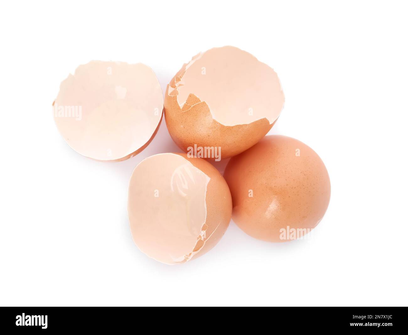 Egg shells on white background, top view. Composting of organic waste ...