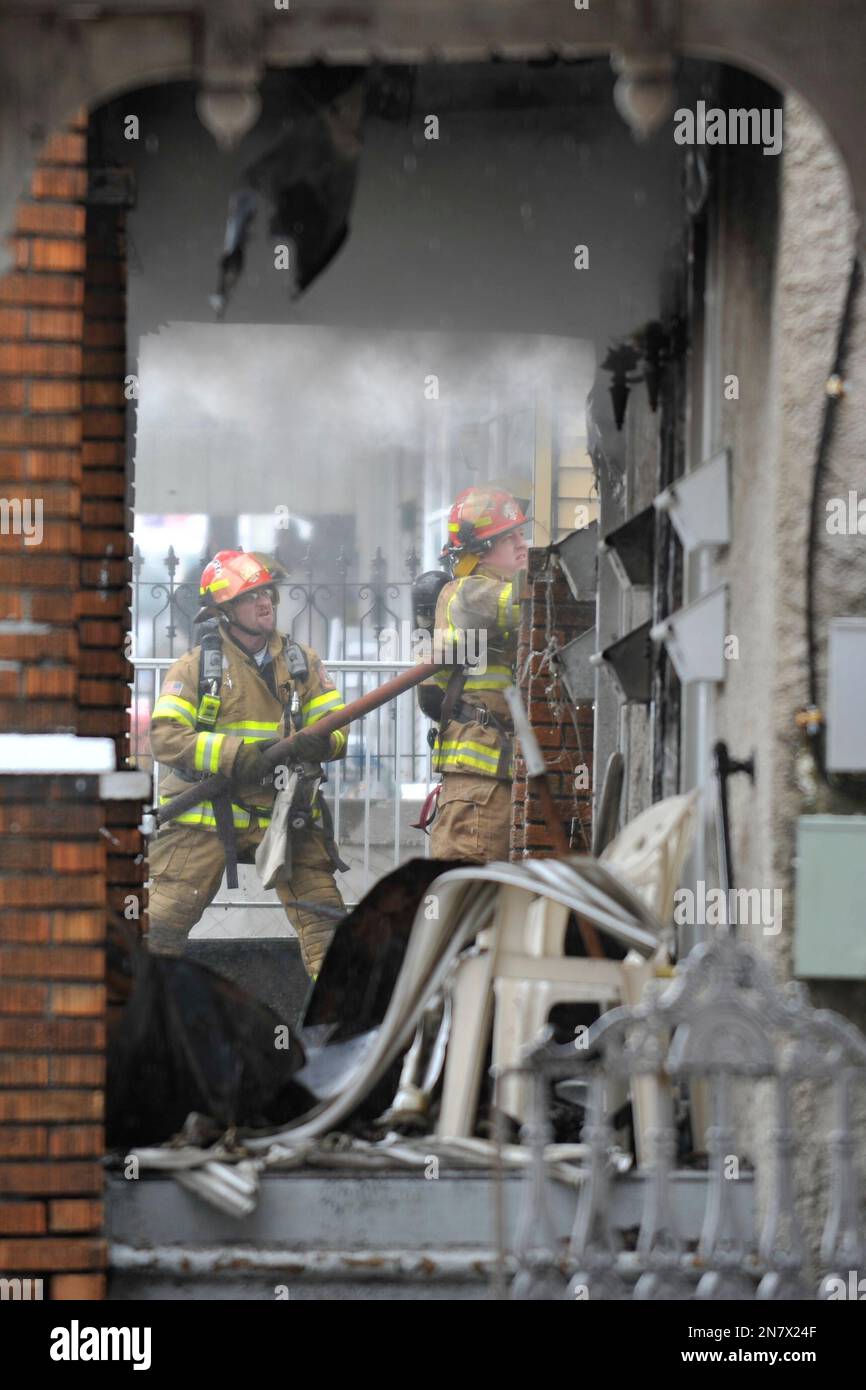Fire crews respond to an apartment building fire, Sunday, March 17 ...