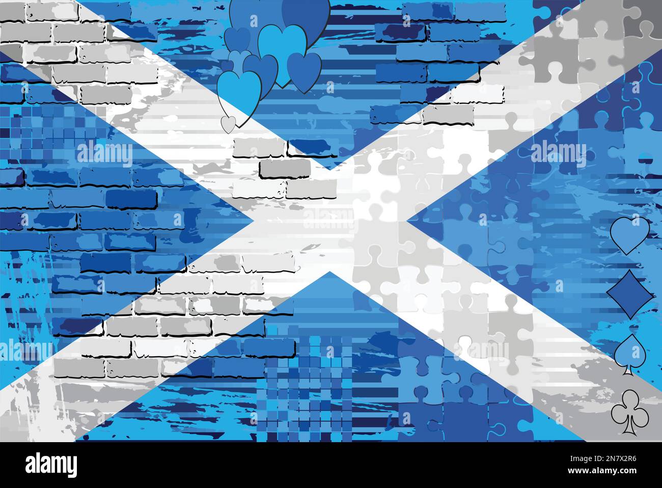 Grunge Abstract flag of the Scotland - Illustration, Shiny mosaic ...