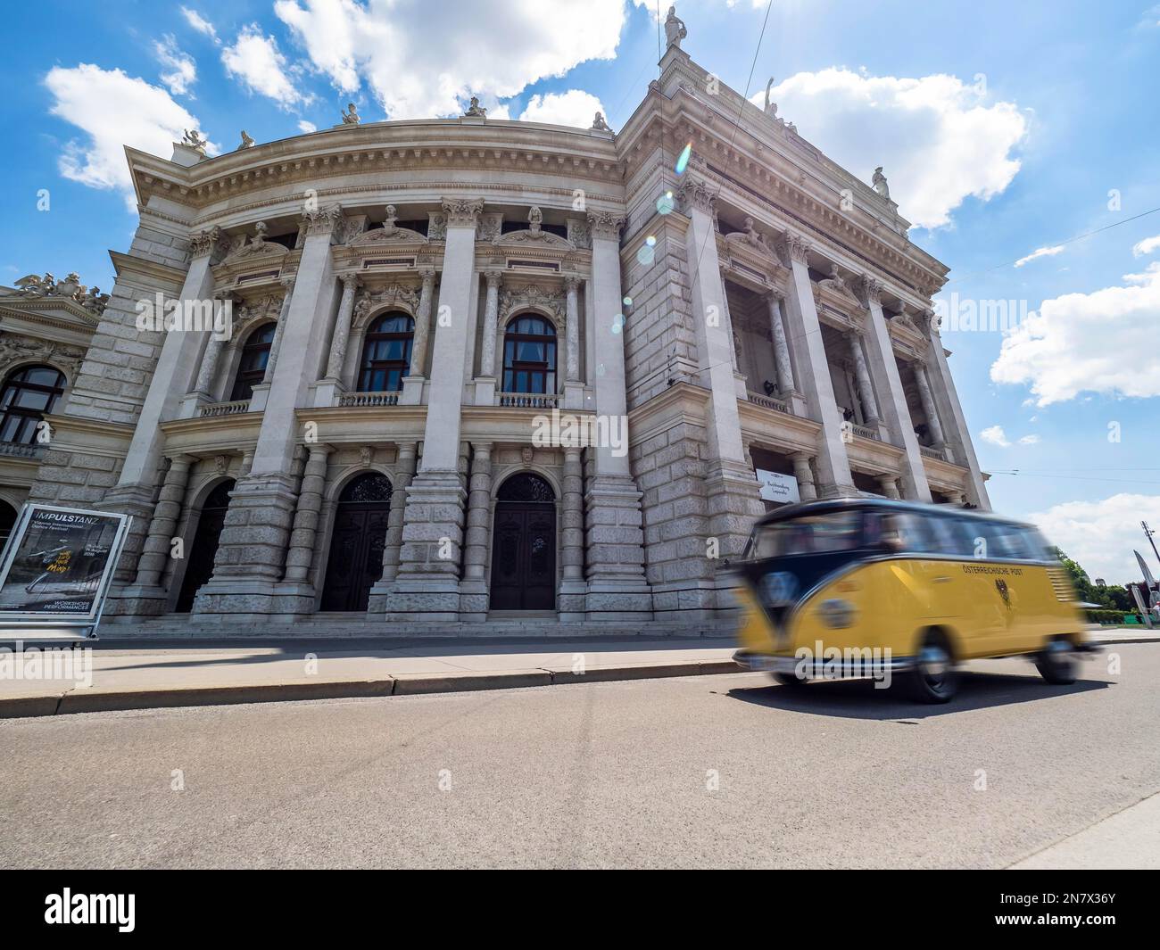Old post bus in front of the Burgtheater, Ringstrasse, Vienna, Austria ...