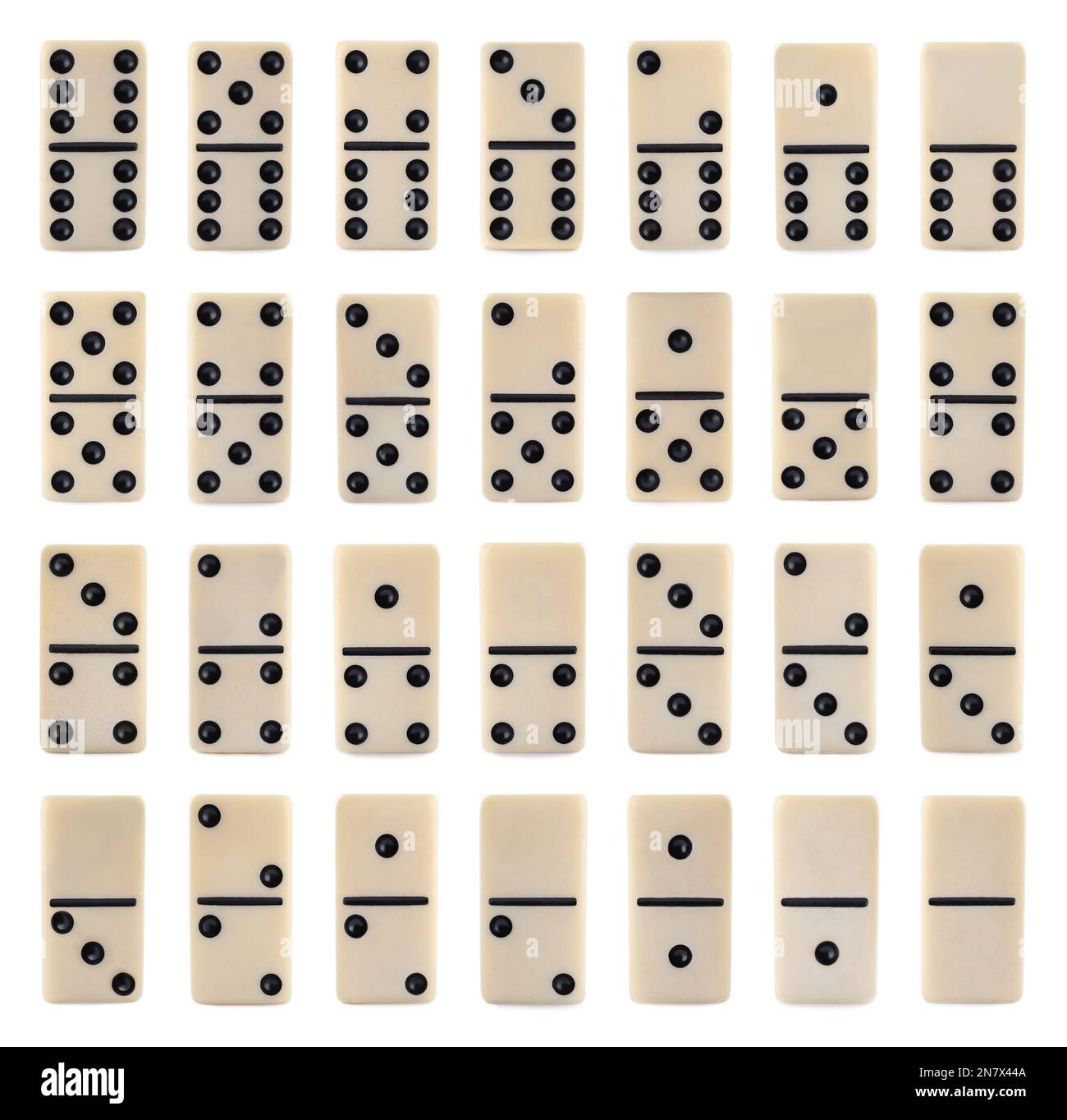 Collection of classic domino tiles on white background Stock Photo - Alamy