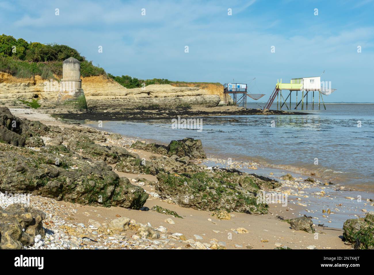 Ile Madame west Atlantic coast France rocky beach and coastline with ...
