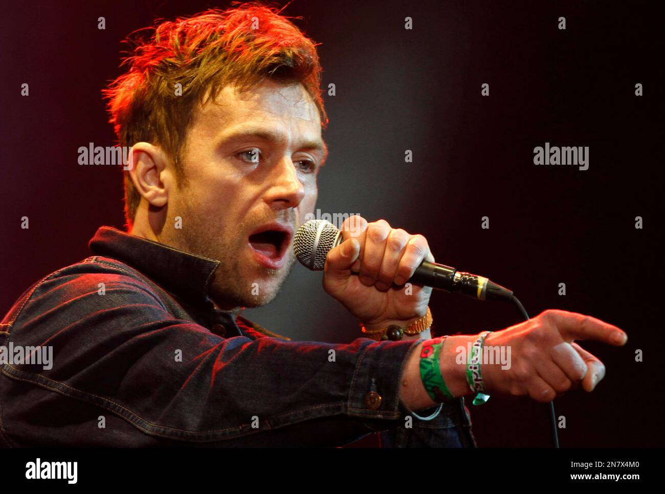 British Damon Albarn, lead vocalist for the band Blur, performs at the ...