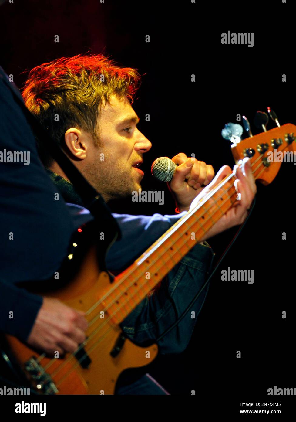 British Damon Albarn, lead vocalist for the band Blur, performs at the ...