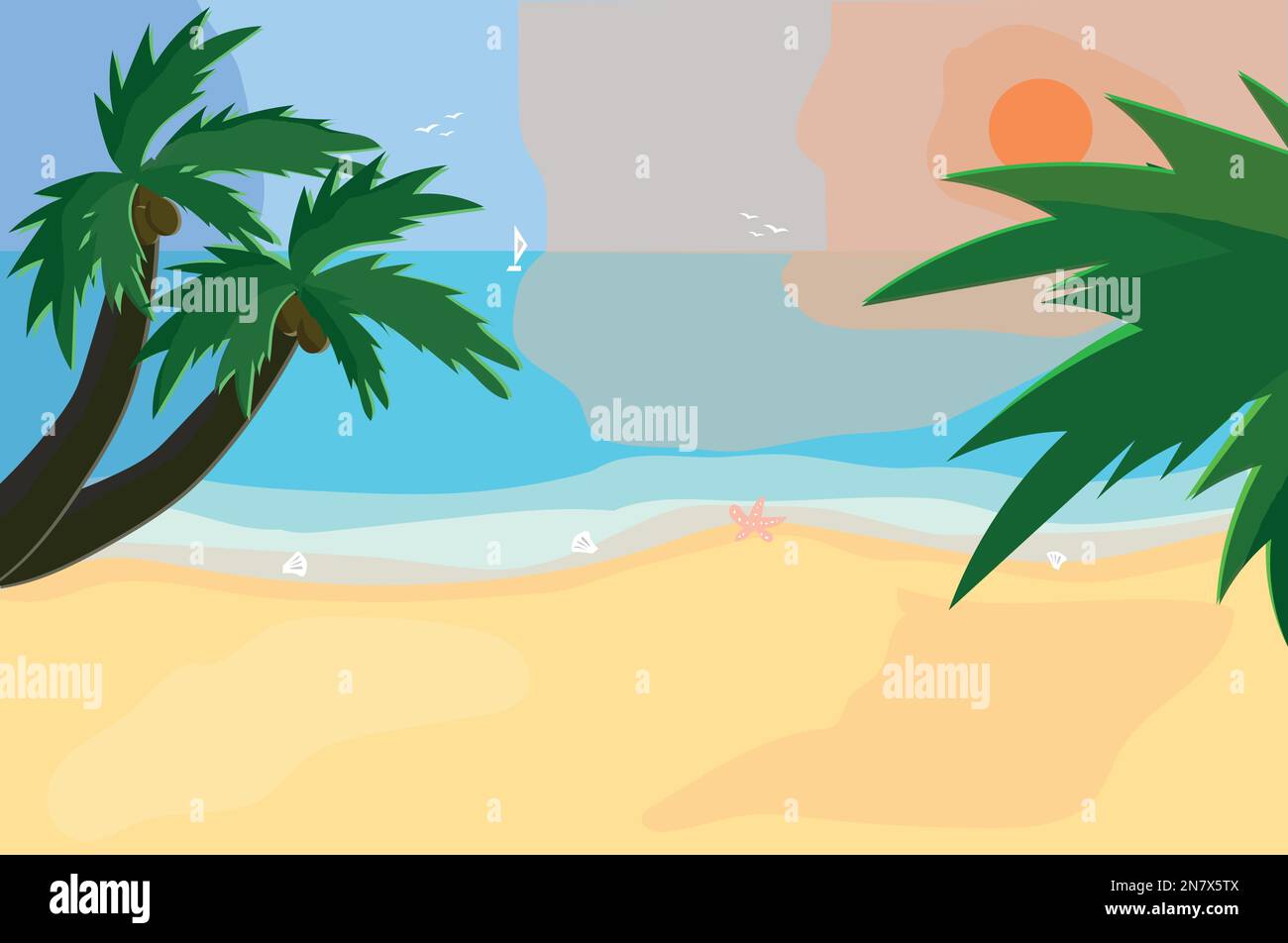 Palm trees ocean wave Stock Vector Images - Alamy