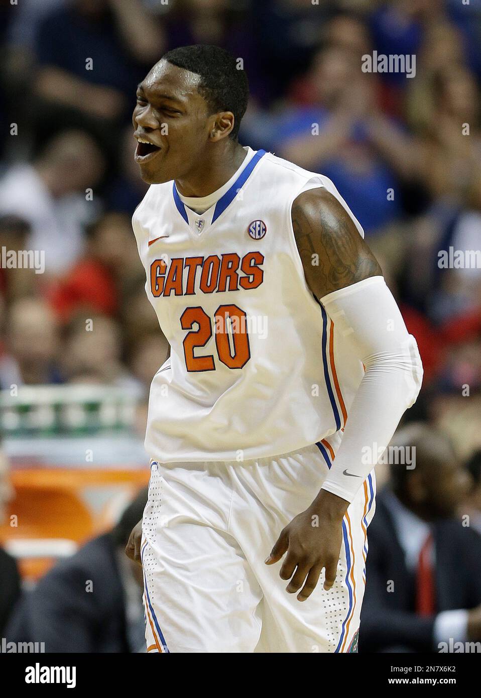 Florida guard Michael Frazier II (20) reacts to his 3-point shot ...