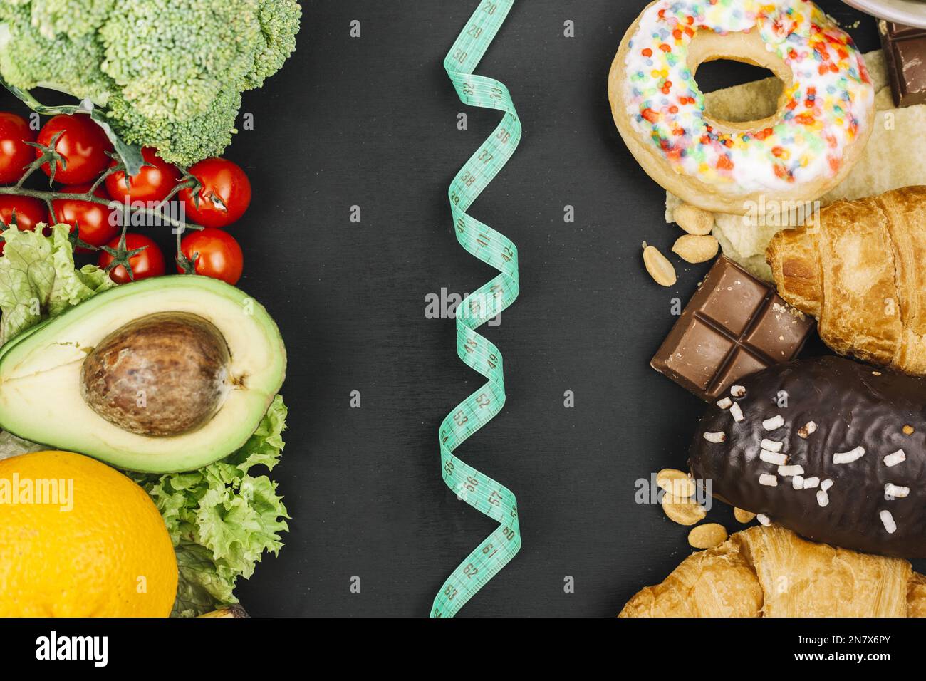 healthy food vs unhealthy food (1 Stock Photo - Alamy