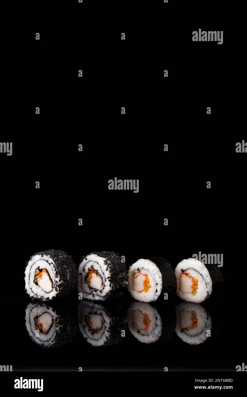 front view maki sushi with copy space (1 Stock Photo - Alamy