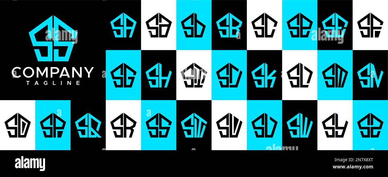 Abstract pentagon letter S logo design vector. Line polygonal SS S ...