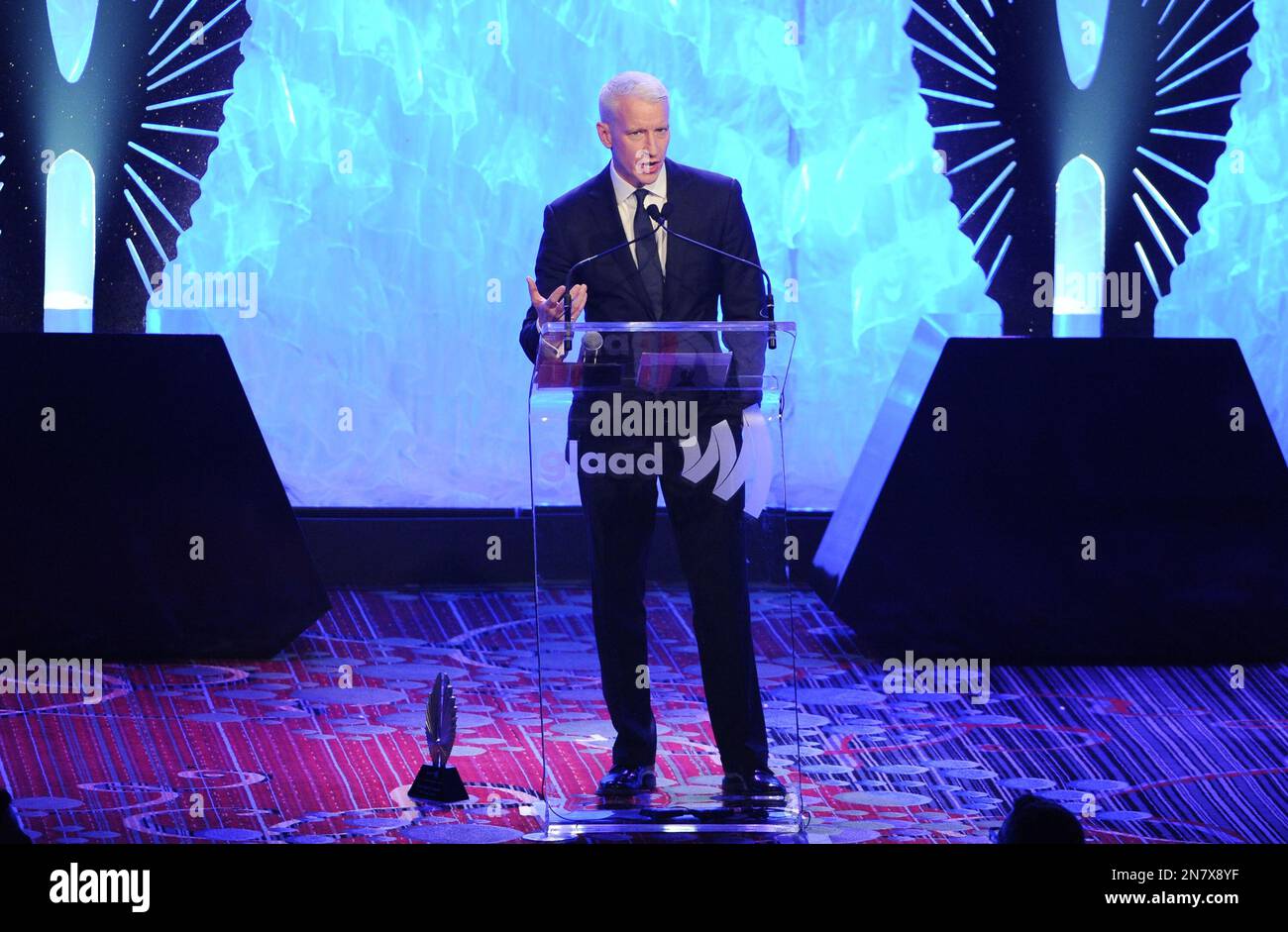 CNN news anchor Anderson Cooper speaks after receiving the Vito Russo ...