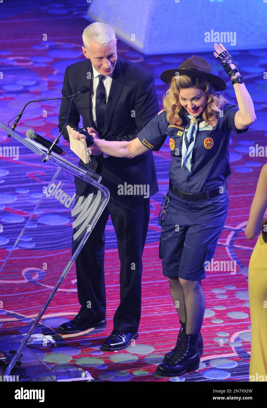 Madonna presents CNN news anchor Anderson Cooper with the Vito Russo ...