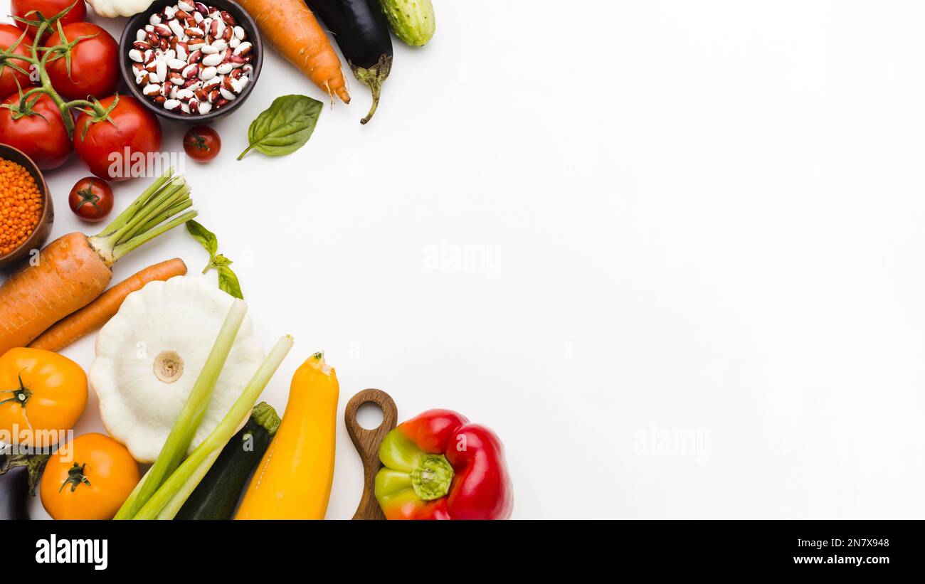 flat lay assortment different vegetables with copy space Stock Photo ...