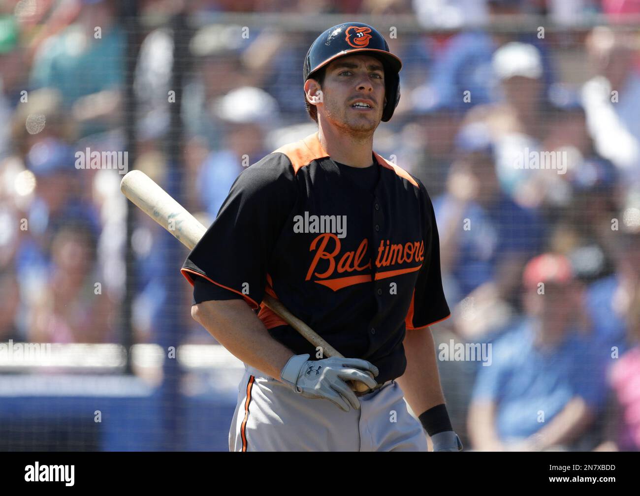Baltimore Orioles' Steve Pearce walks back to the dugout during an ...