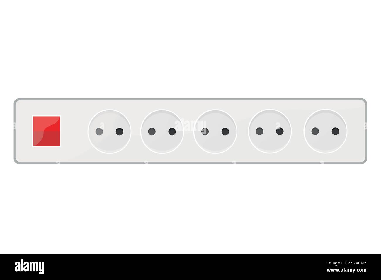 a multi-socket socket with switch red on white background vector ...