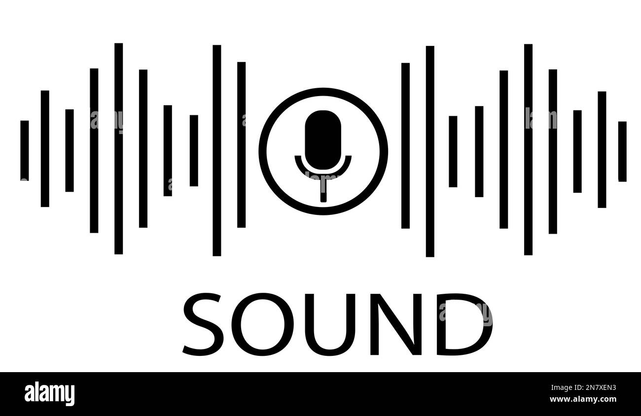 icon symbol microphone button audio wave music sound vector ...