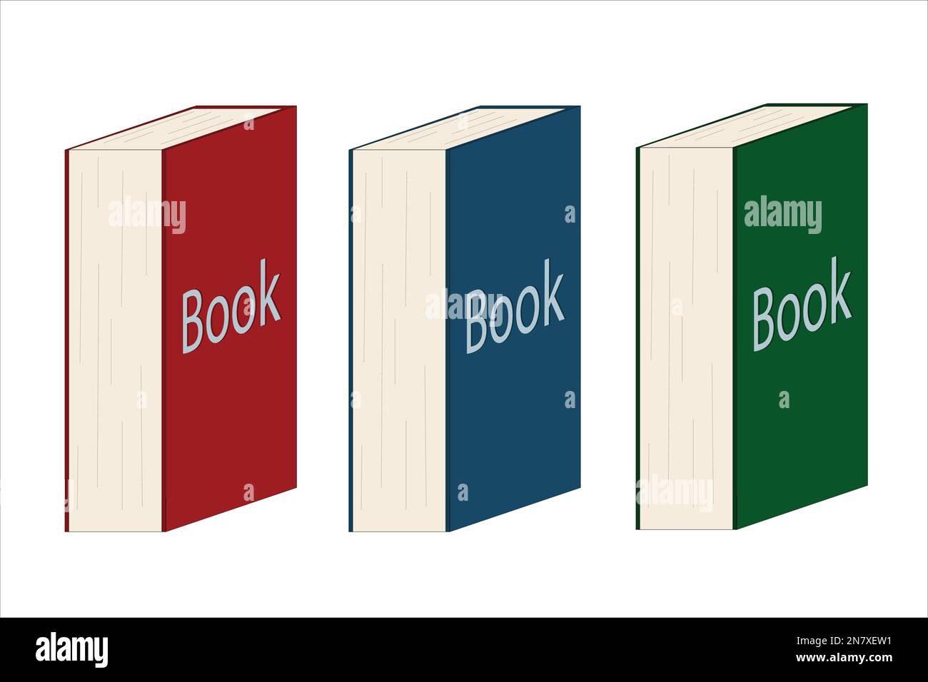 set of books of different colors on a white background vector ...