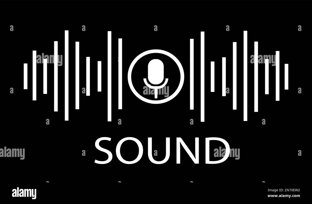 icon symbol microphone button audio wave music sound vector ...