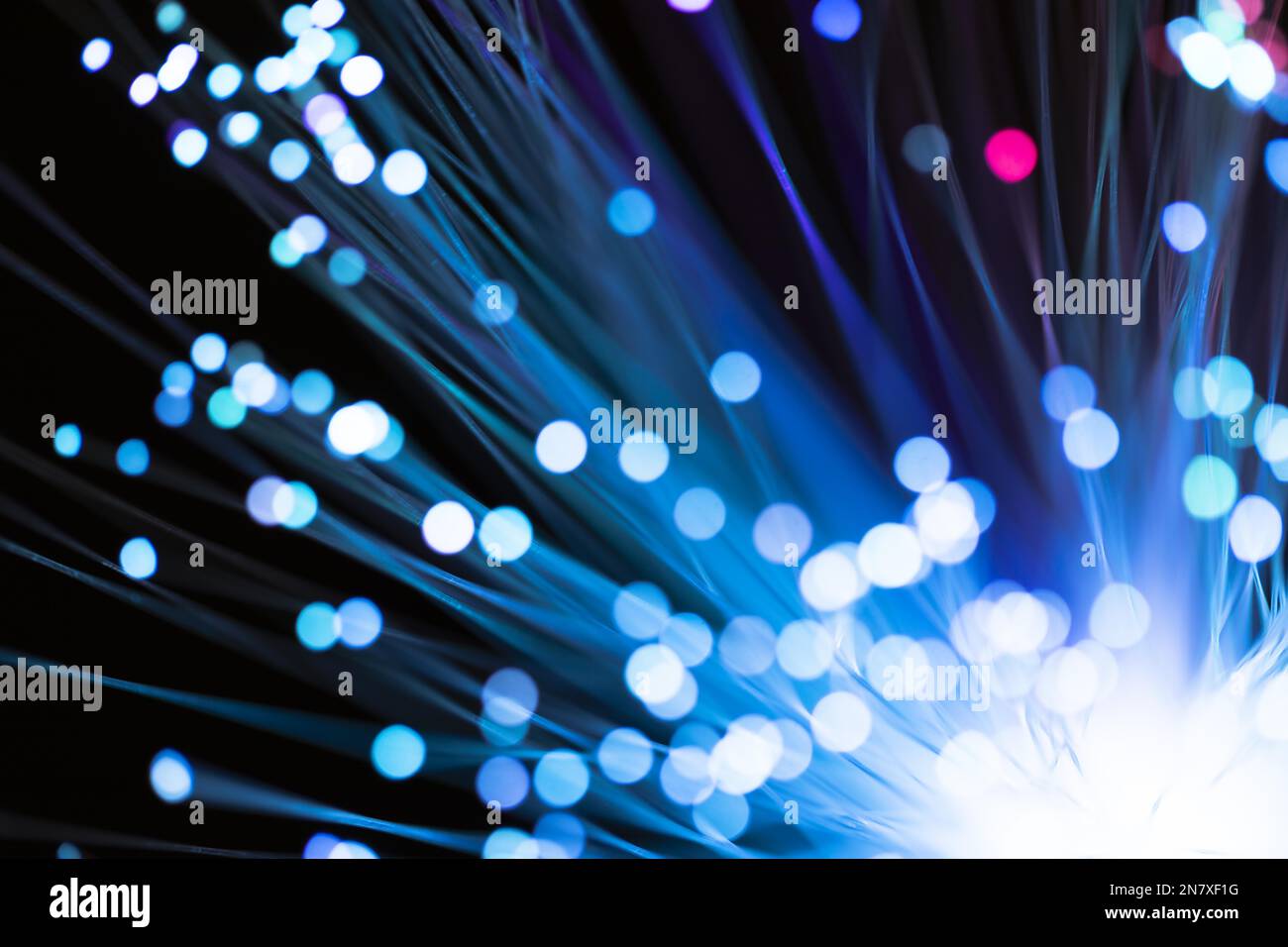 blue fiber lights with defocused spots Stock Photo - Alamy