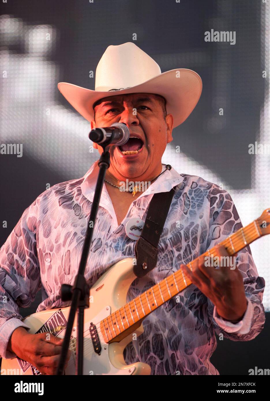Lalo Tex, singer of the Mexican band Tex Tex, performs during the Vive ...