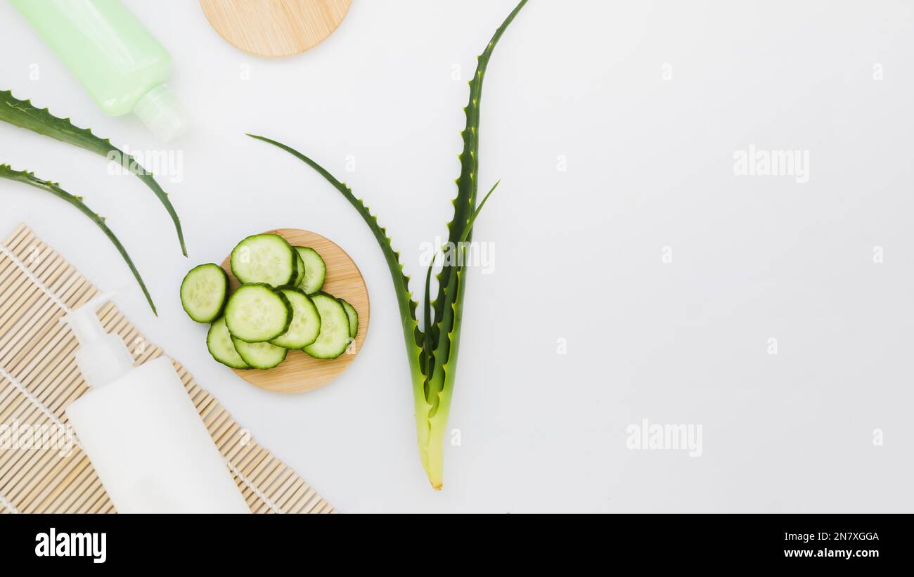 aloe vera cucumber with beauty cream Stock Photo - Alamy