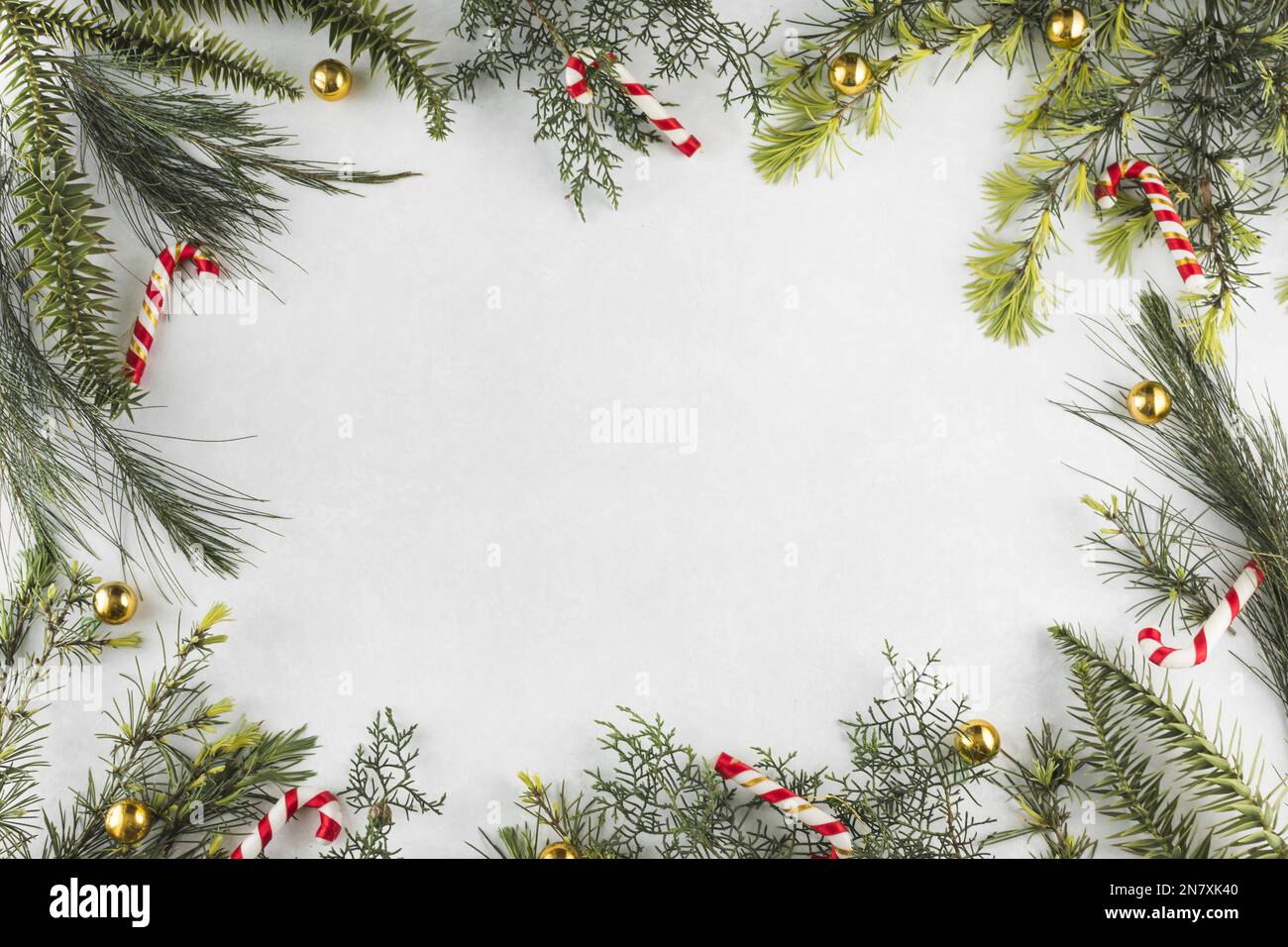 christmas composition branches with candy canes Stock Photo - Alamy