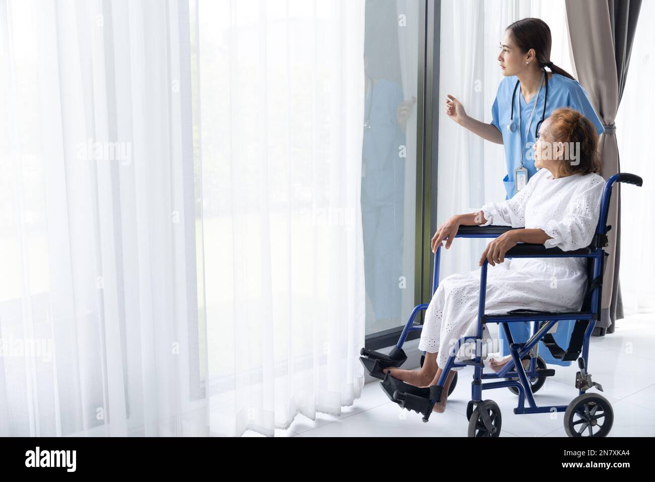 Nurse care elderly senior woman at home retirement people recovery on ...