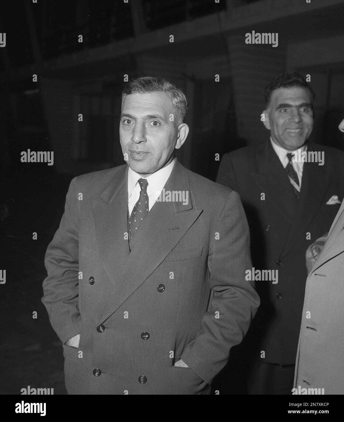 Former president and dictator of Syria Adib Shishakli arrives to give ...