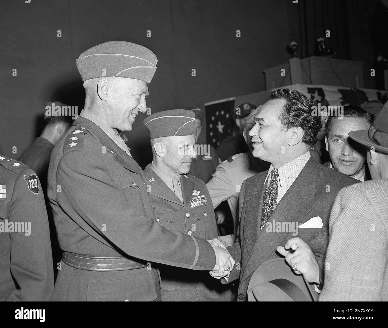 Gen. George S. Patton Jr., left, congratulates actor Edward G. Robinson ...