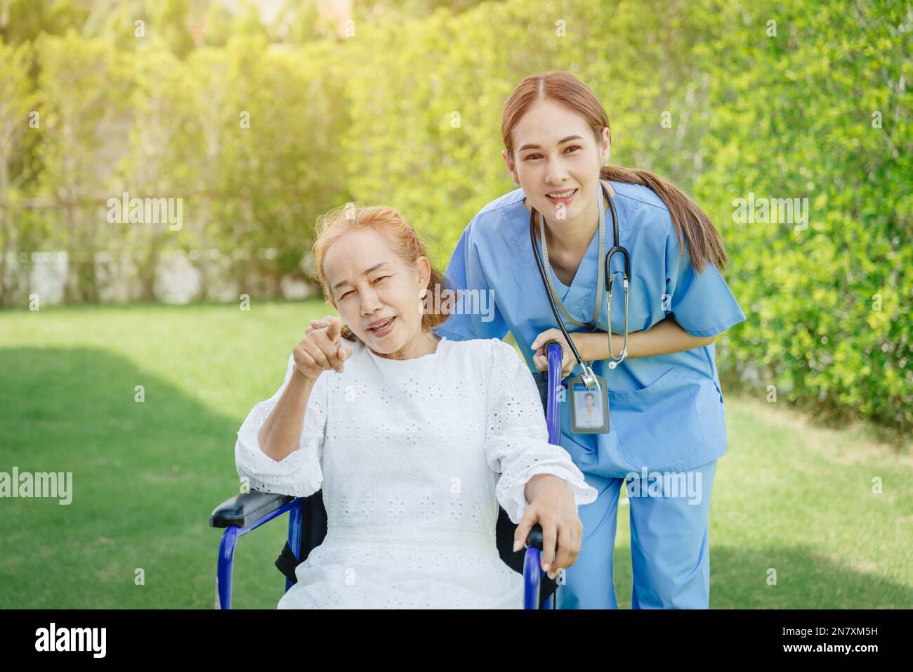 Nurse care elderly senior woman at home retirement people recovery on ...