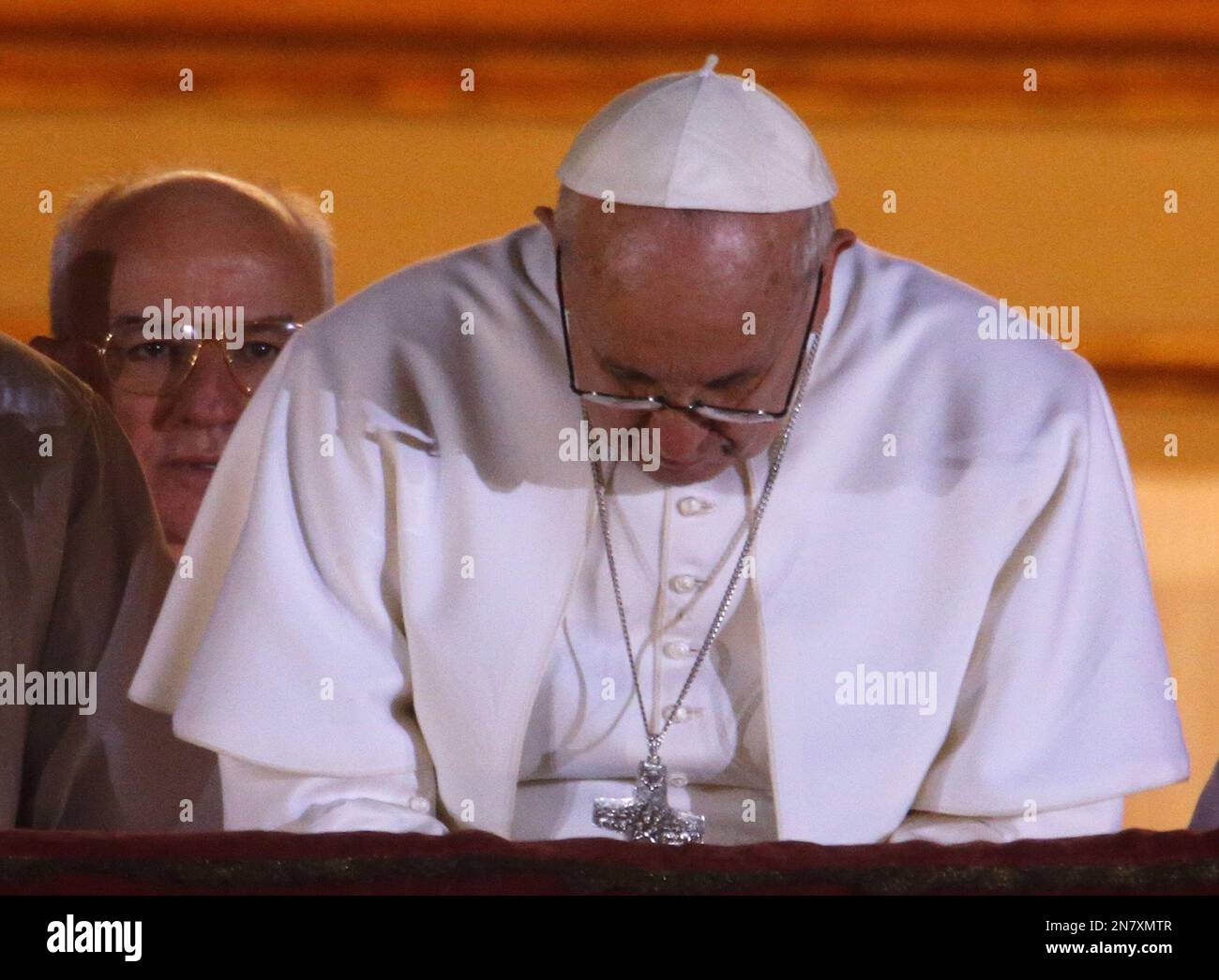 Pope Francis on the central balcony of St. Peter's Basilica at the ...
