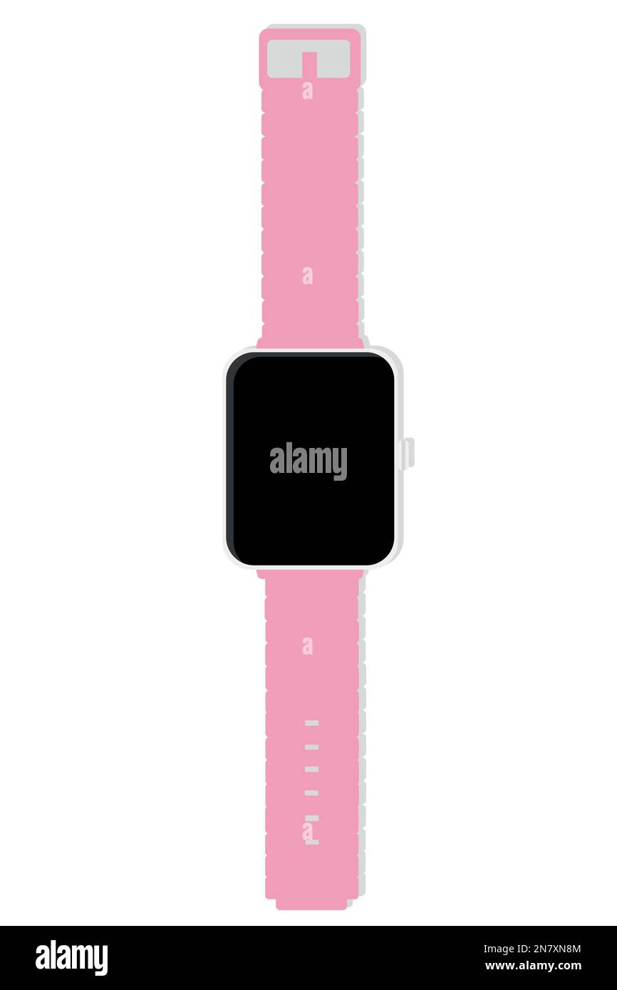 pink smart watch on the white background fitness tracker Stock Vector ...