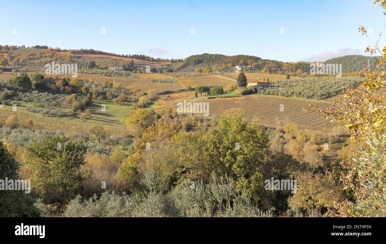 Chianti road and village, italy Stock Photo - Alamy