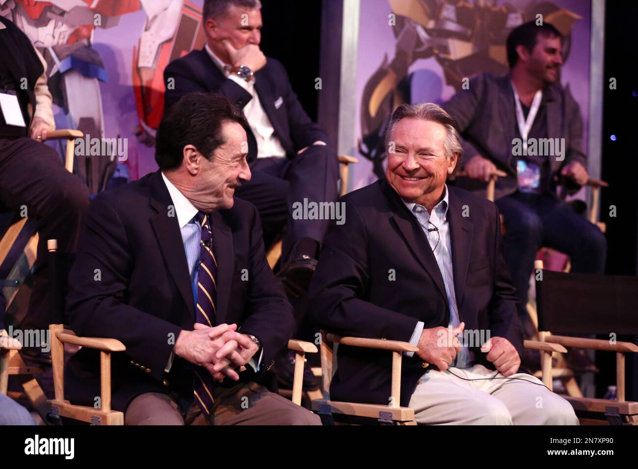 Peter Cullen, actor and the voice of Optimus Prime, left, and Frank ...