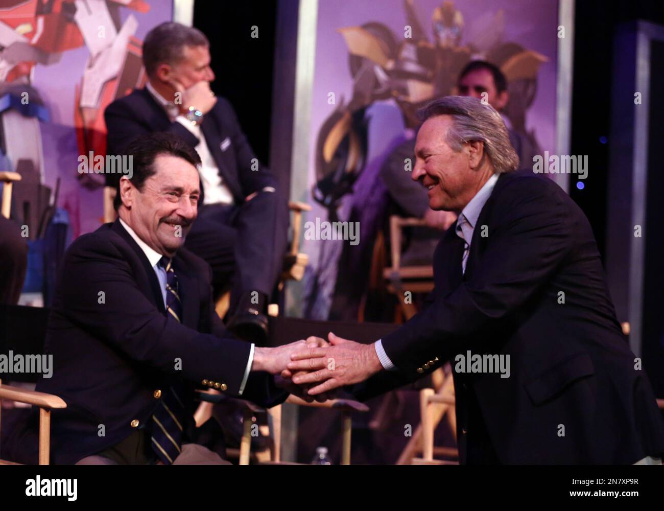 Peter Cullen, actor and the voice of Optimus Prime, left, and Frank ...