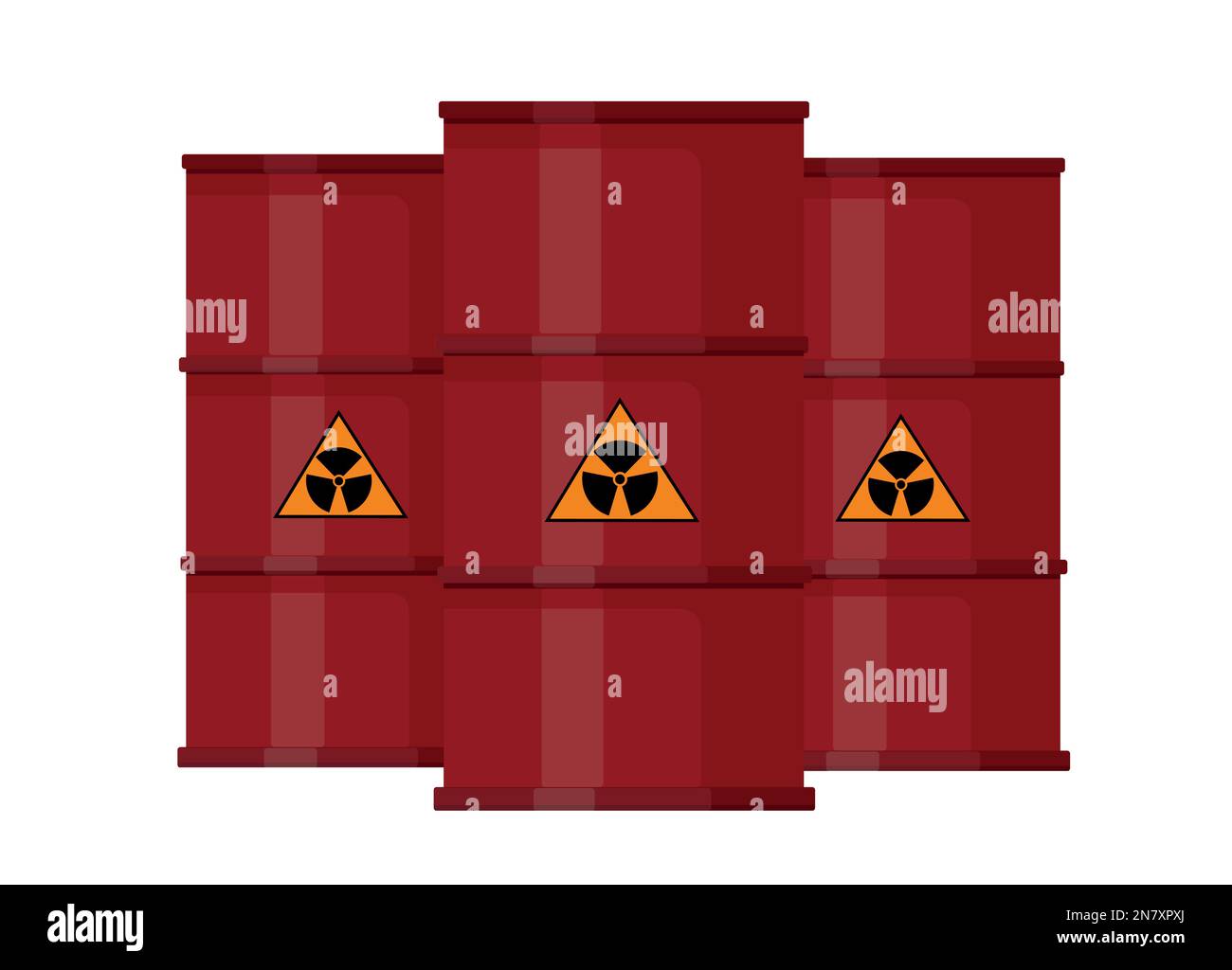 a red metal barrel with diesel fuel radioactive substance on a white ...