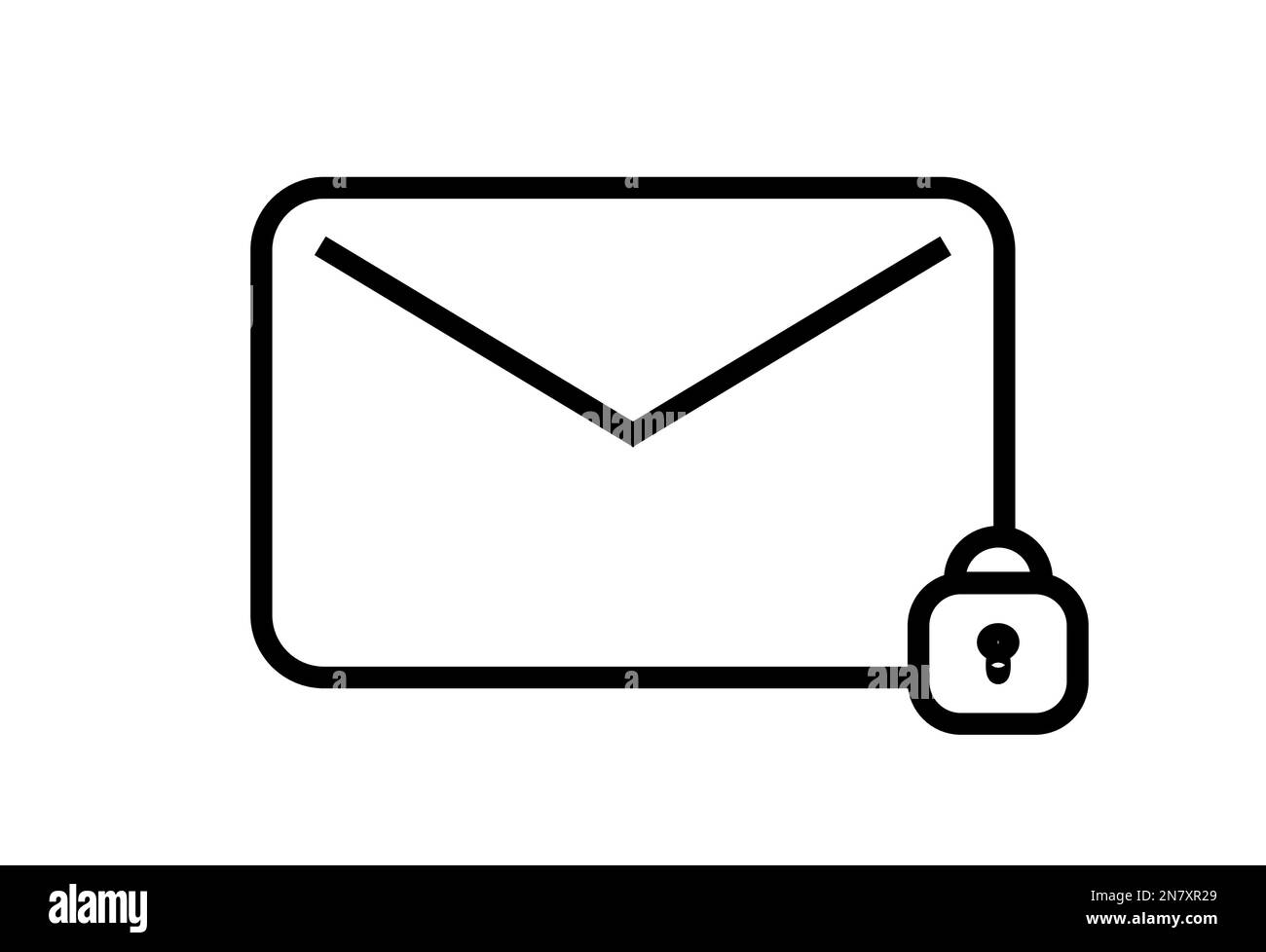 a mail icon letter with lock protected vector illustration on white ...