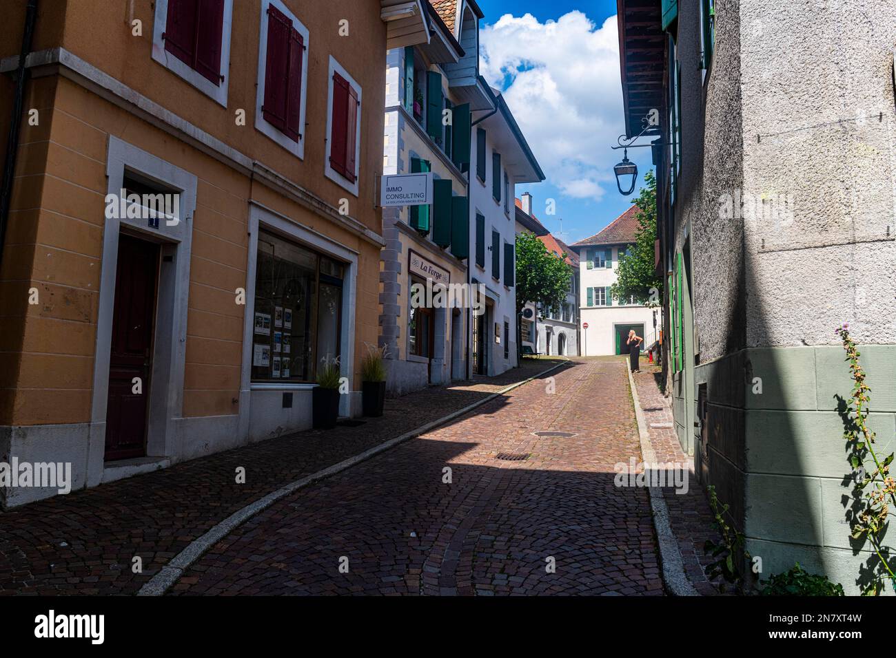 Historic town Lutry in the Unesco site Lavaux vineyards terraces, Lake ...